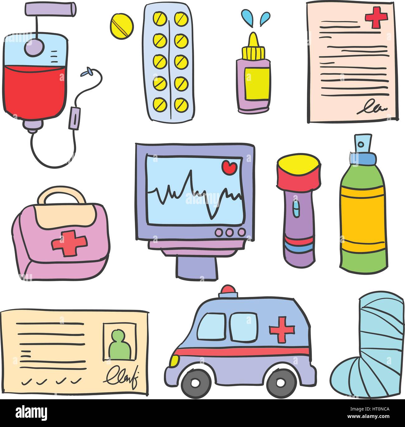 Medical object of doodle set vector illustration Stock Vector Image ...