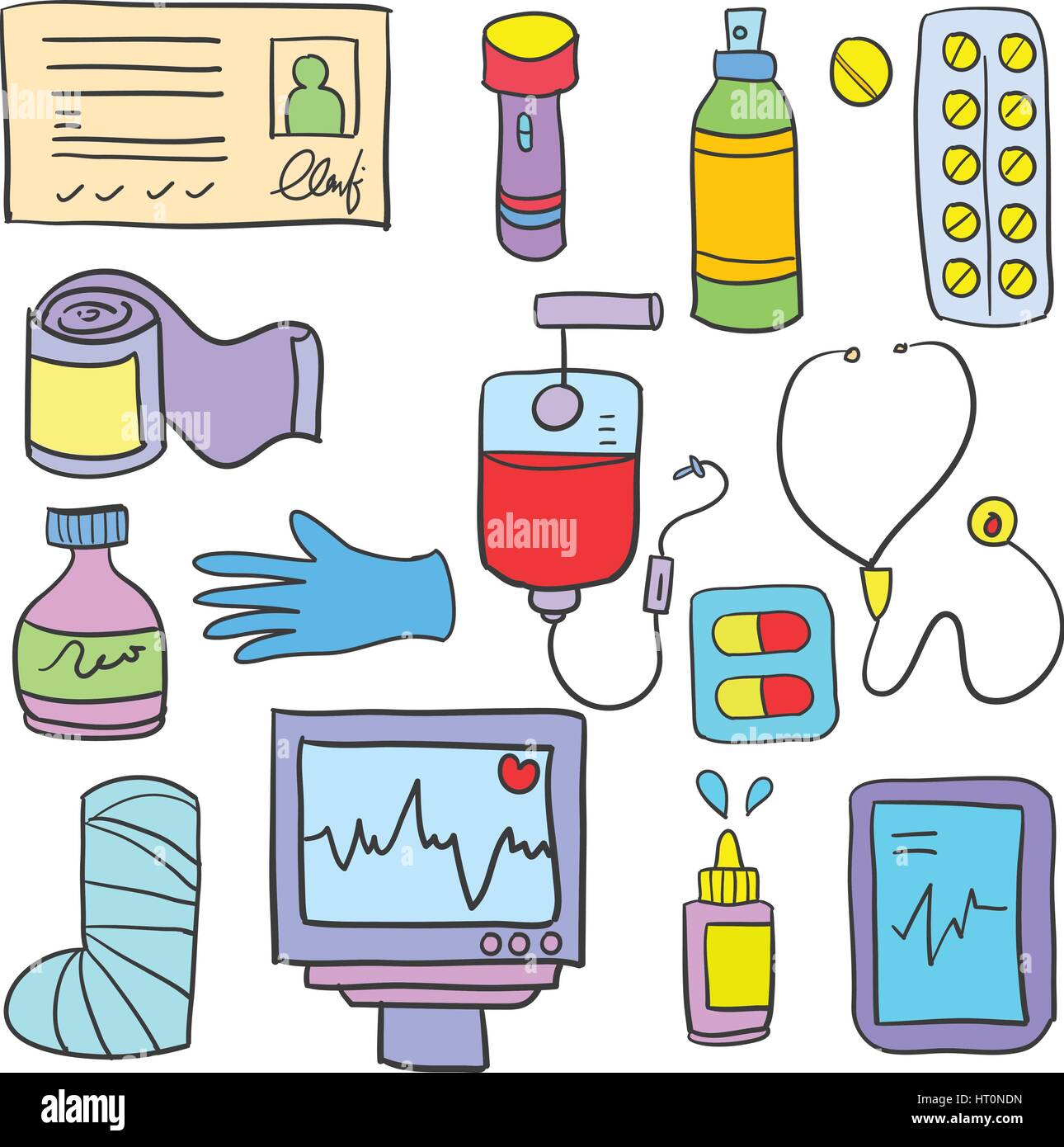 Medical element style of doodles vector art Stock Vector Image & Art ...