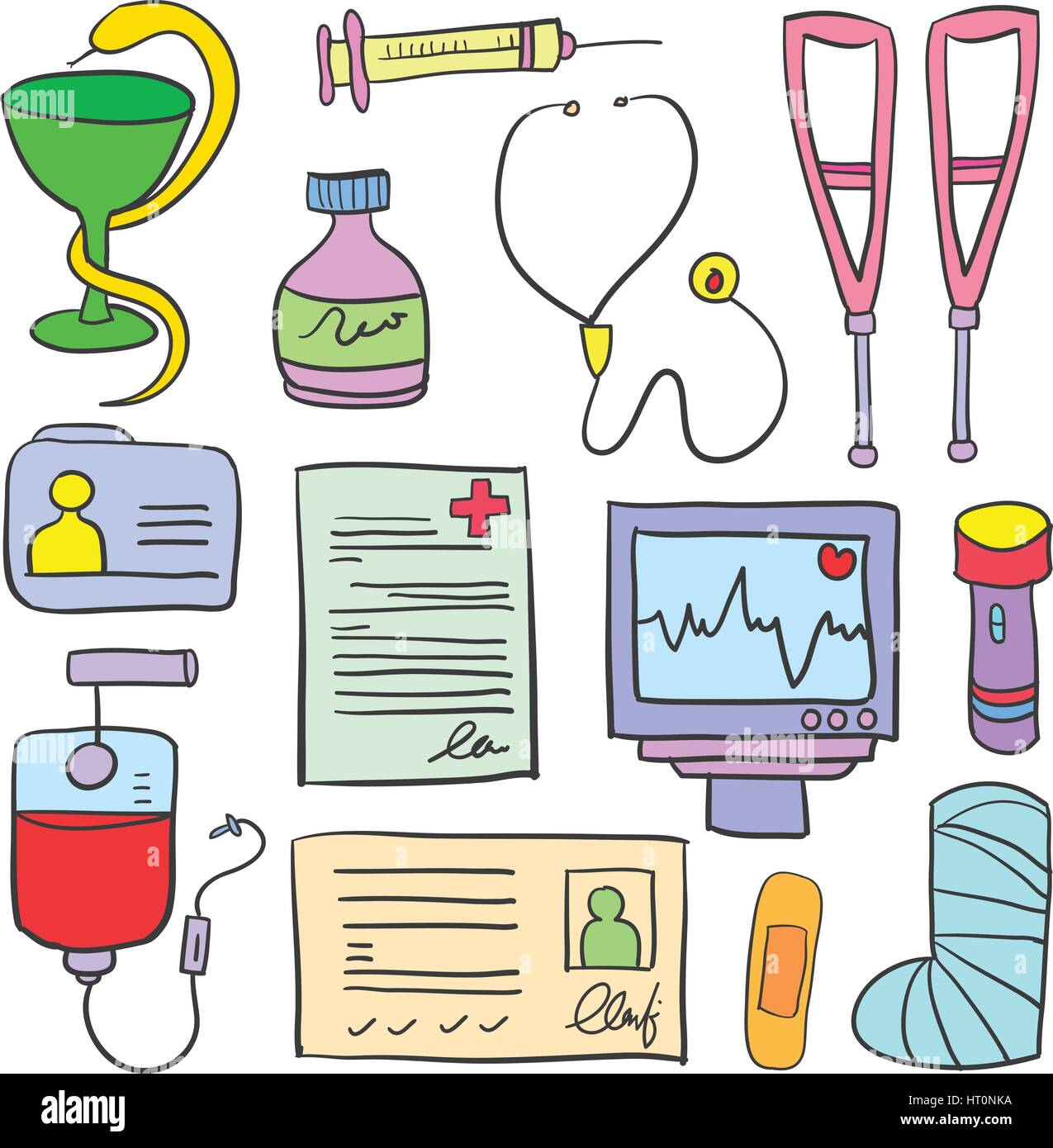 Doodle of medical object design collection vector art Stock Vector ...