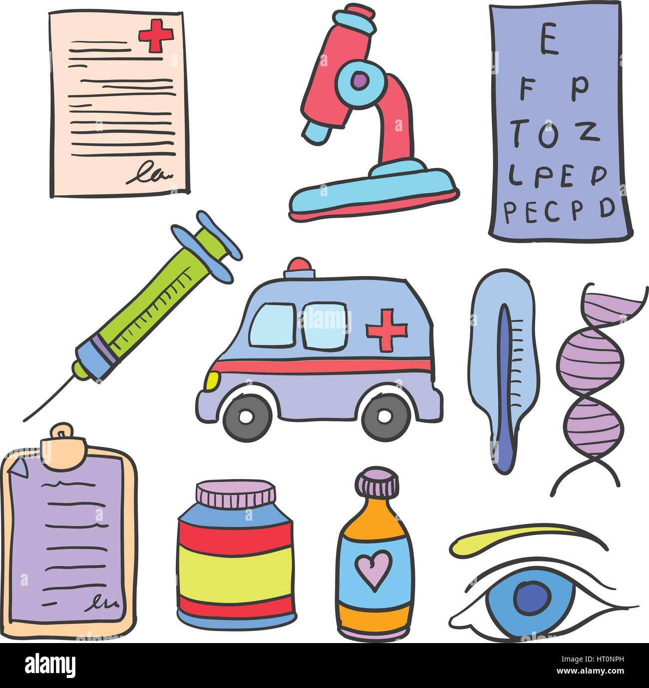 Doodle of medical object collection design vector art Stock Vector ...