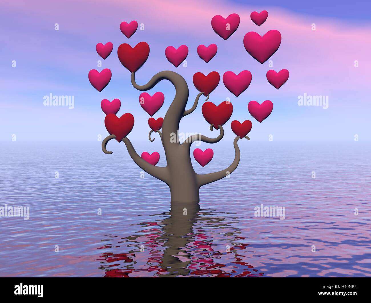 Love tree with heart leaves Stock Photo - Alamy