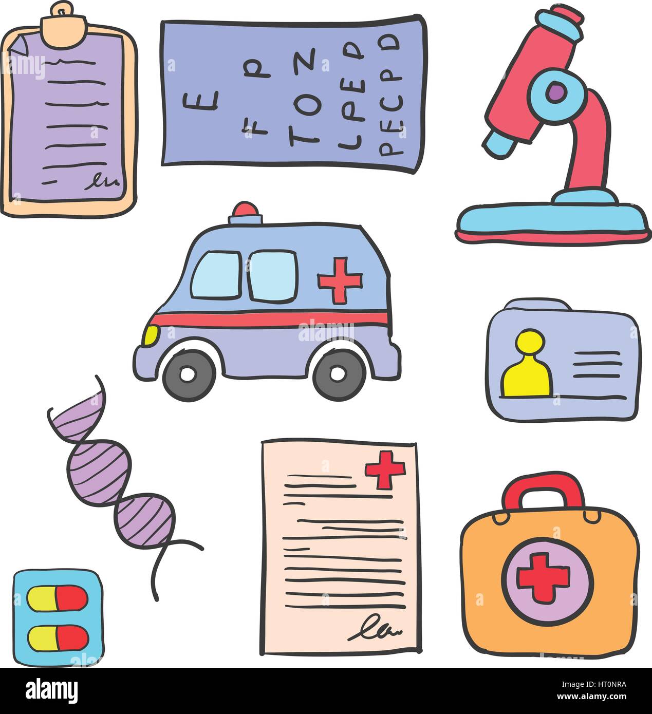 Collection of medical element doodles vector art Stock Vector Image ...