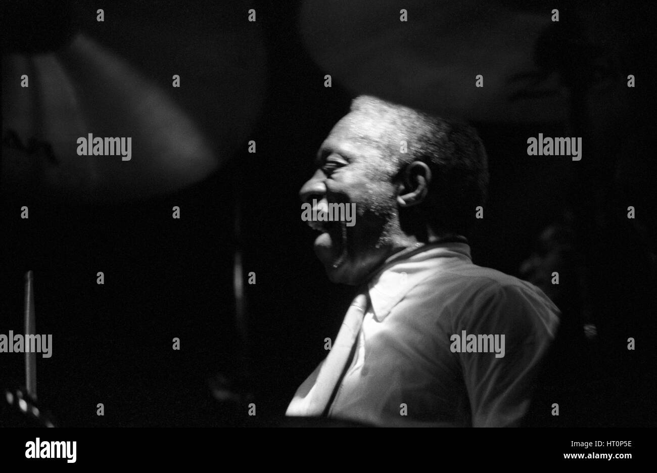 Art Blakey, Ronnie Scott's, London, 1983. Artist: Brian O'Connor Stock ...