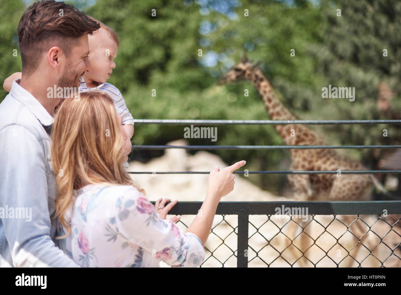 Family spending day at the zoo Stock Photo - Alamy