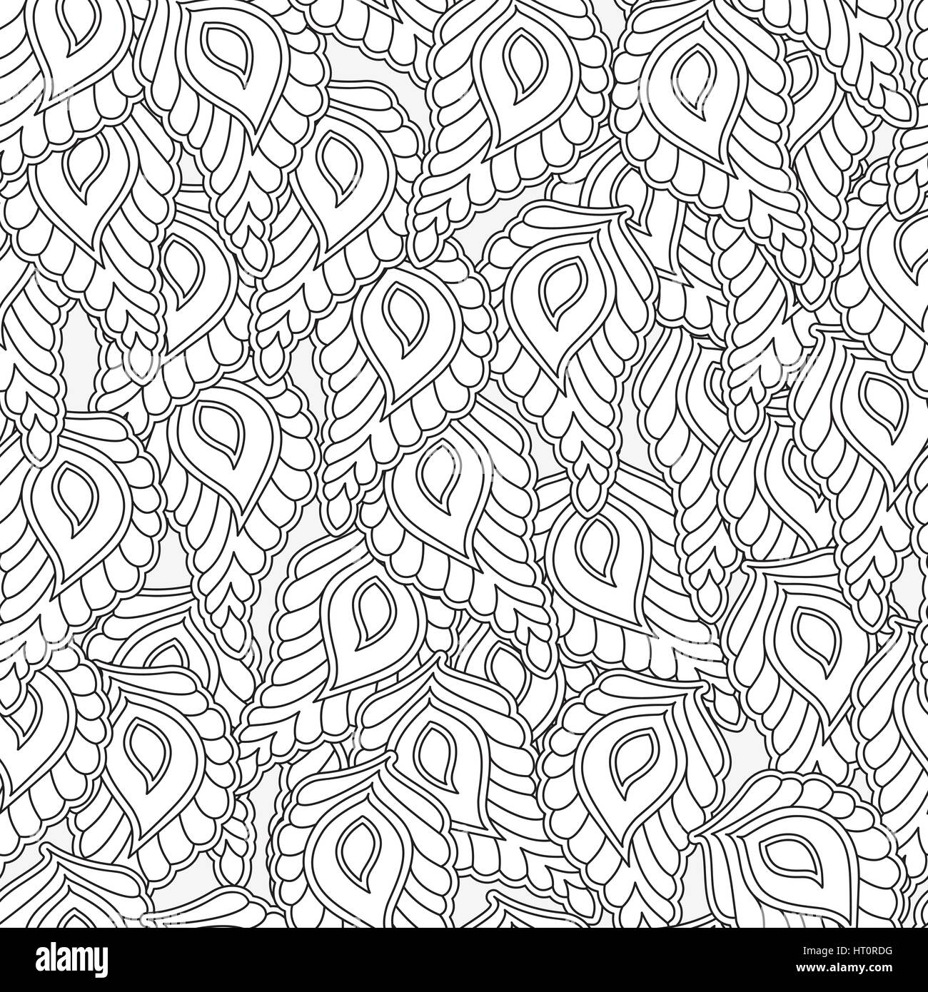 Abstract hand drawn outline feather leaf seamless pattern Stock Vector ...