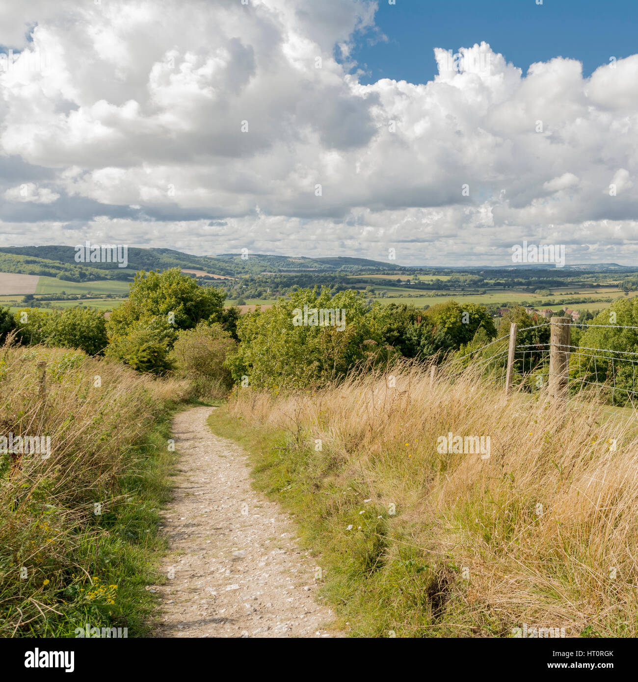 The South Downs Way bridleway heading down into the Arun valley near ...