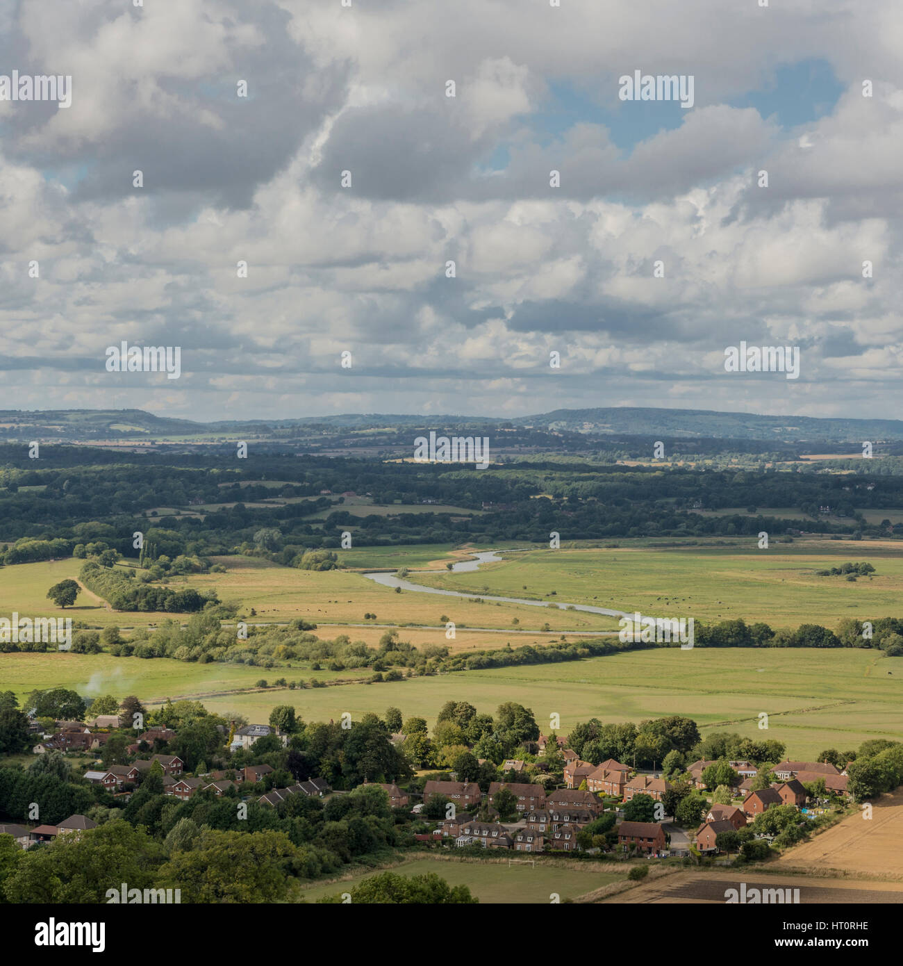 A view over the village of Amberley and the River Arun from the South ...