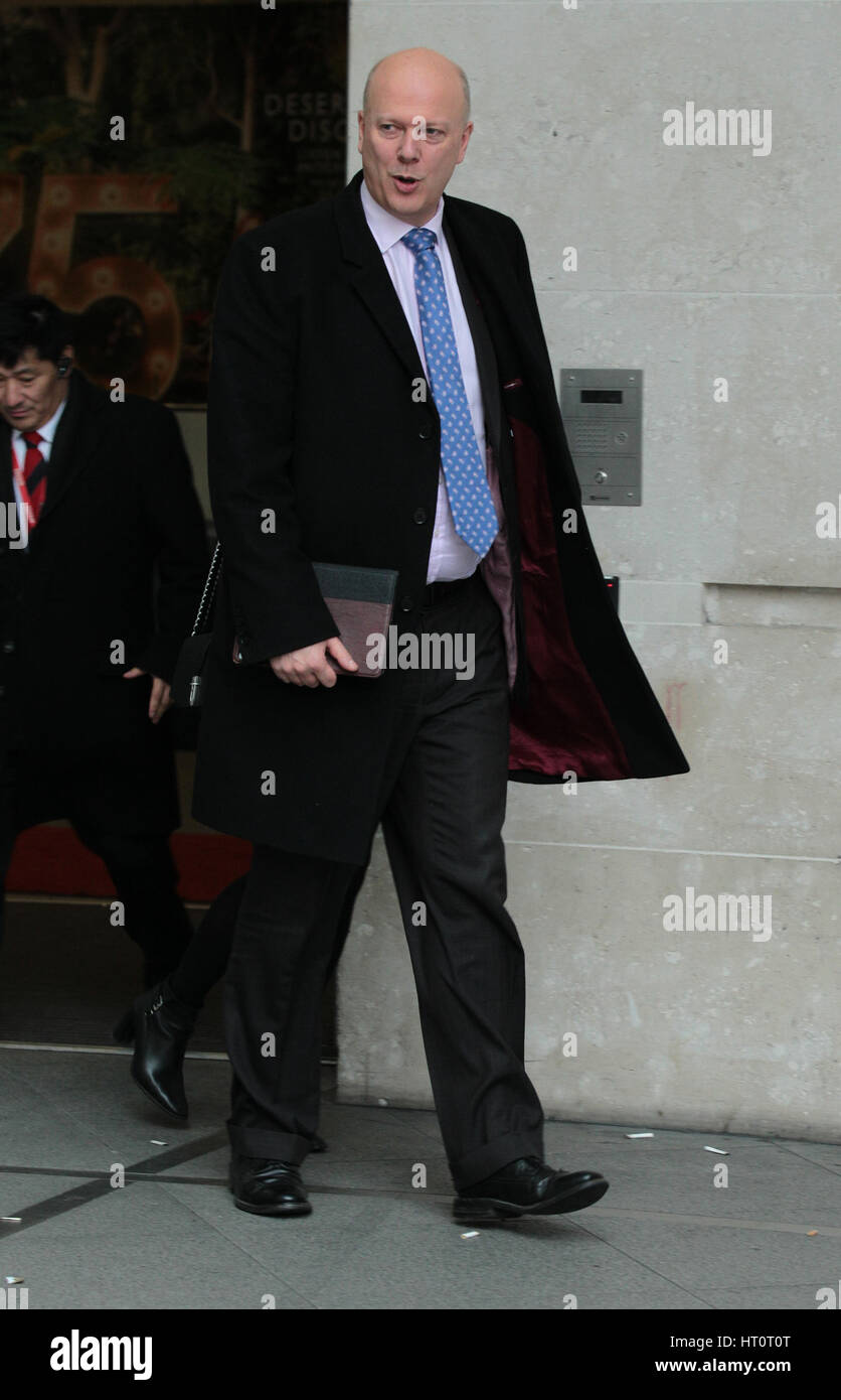 Secretary of state for transport Chris Grayling MP, seen at the BBC for ...