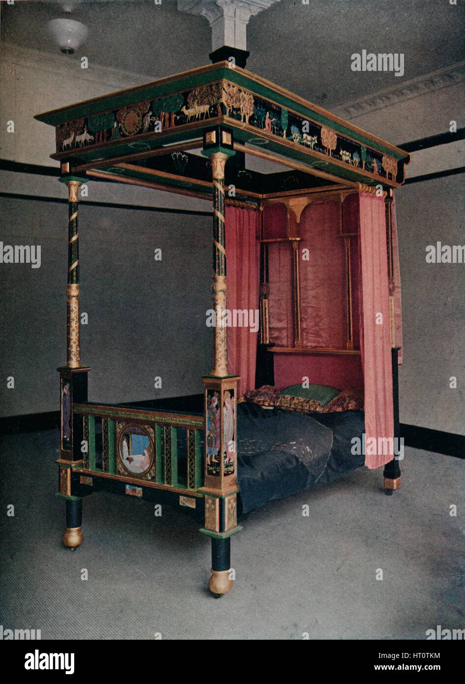 'Bedstead decorated by Jessie Bayes', c1913. Artist: Unknown Stock ...
