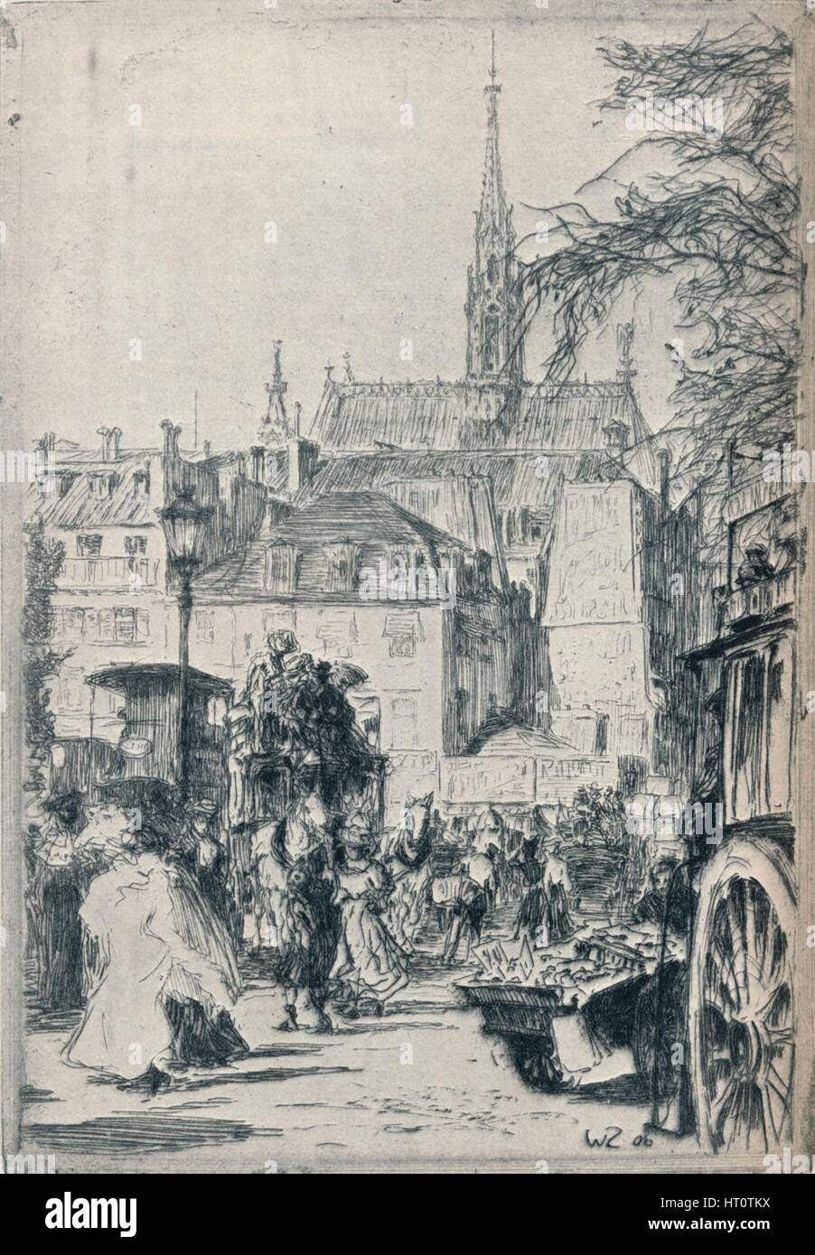 'Place St. Michel, Paris', c1913. Artist: Walter Zeising Stock Photo ...