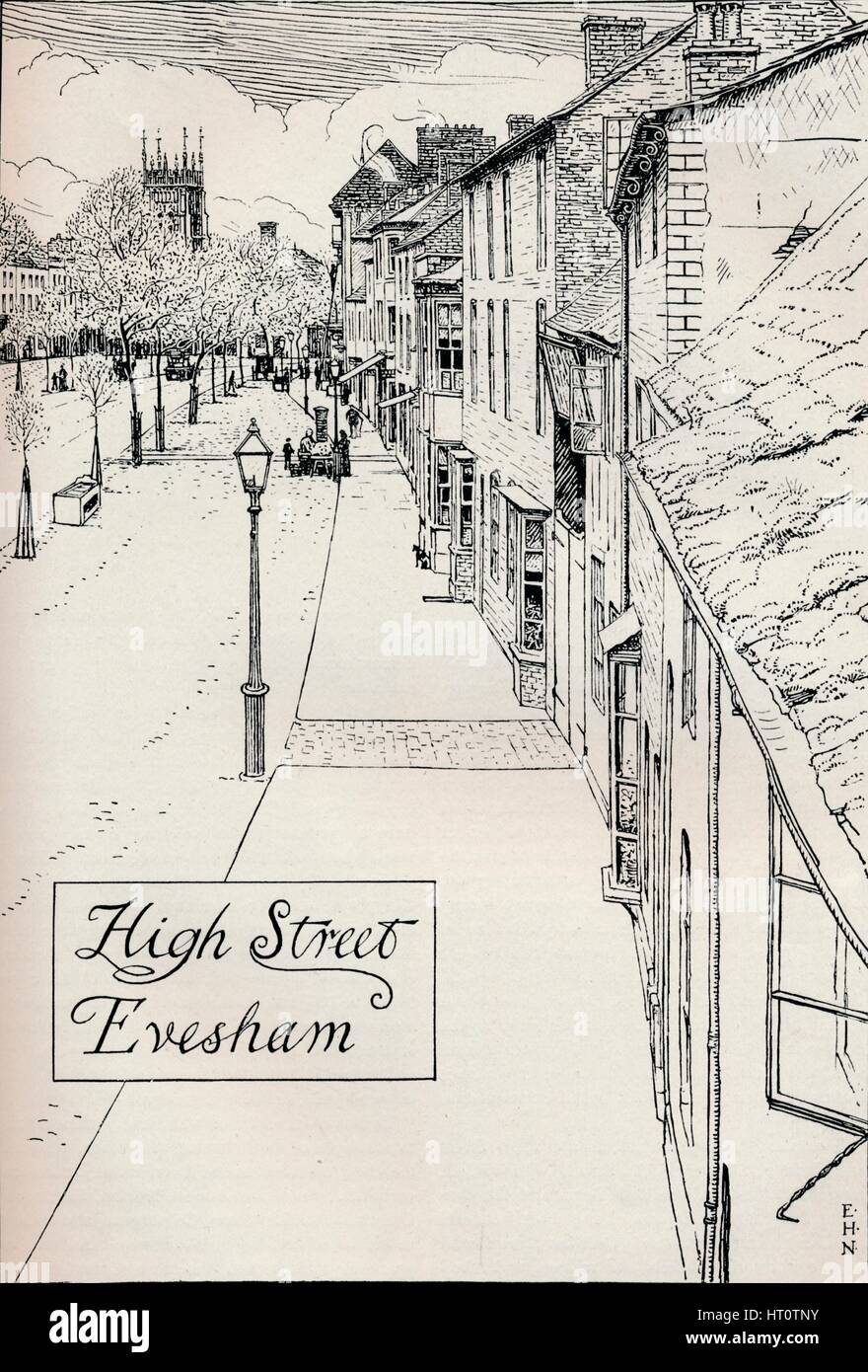 'High Street Evesham', 19th century. Artist: Edmund Hort New Stock ...