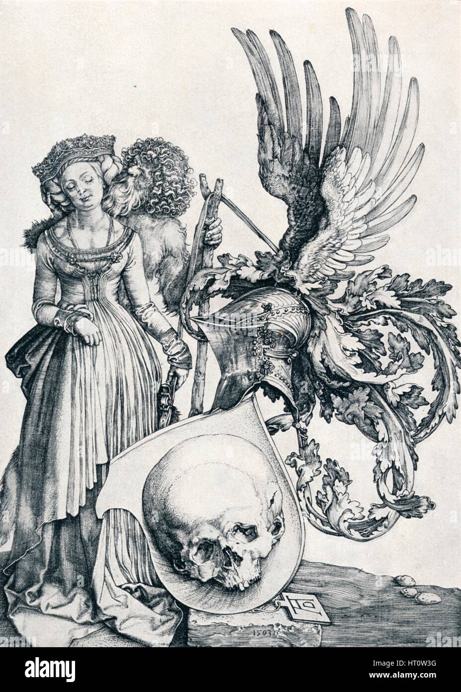'Coat of Arms with a Skull', 1503 (1906). Artist: Albrecht Durer Stock ...