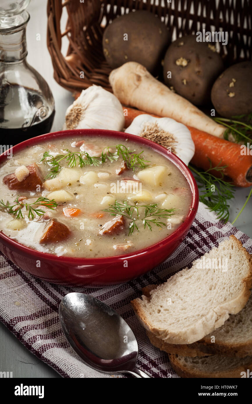 The sour soup made of rye flour Stock Photo - Alamy