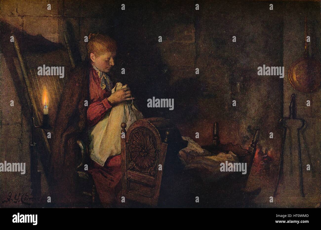 'Working and Watching', c1899. Artist: Frederick George Cotman Stock ...