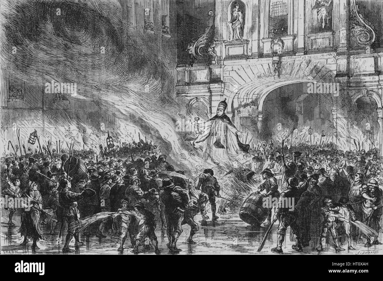 'Burning the Pope in Effigy at Temple Bar', c19th century. Artist: G ...