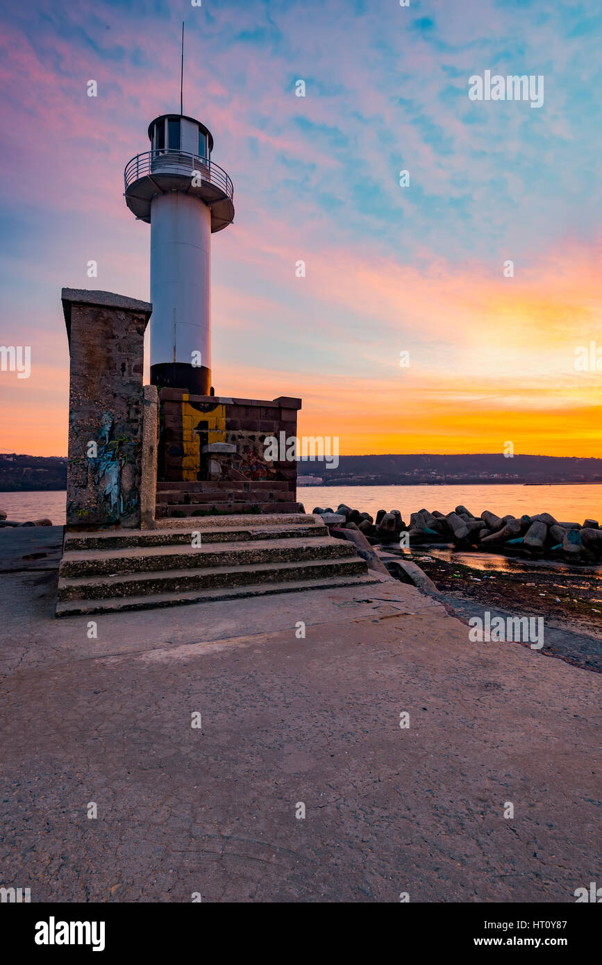 The lighthouse at sunset in Varna, Bulgaria Stock Photo - Alamy