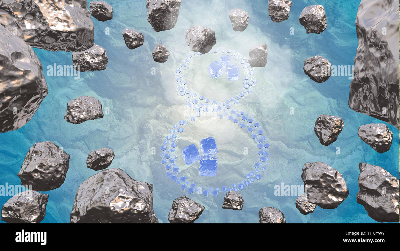 8 March symbol. Figure of eight made of water drops and ice cubes gem ...