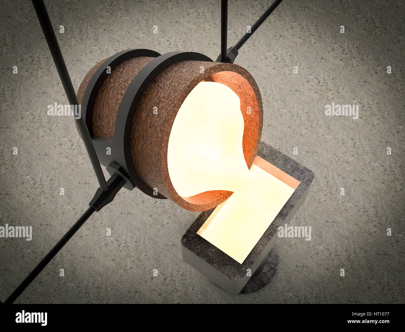 3d rendering molten metal pouring into mould Stock Photo - Alamy