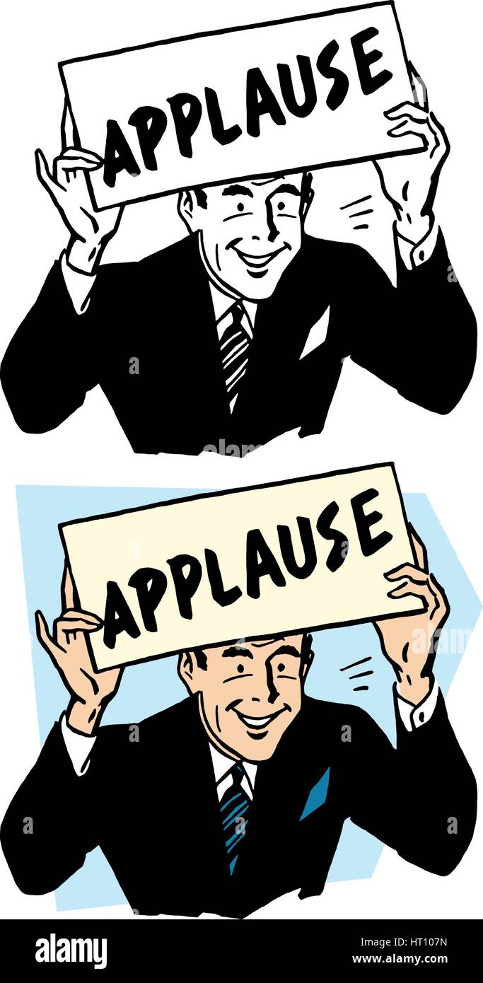 A smiling man holds up an applause sign Stock Vector Image & Art - Alamy