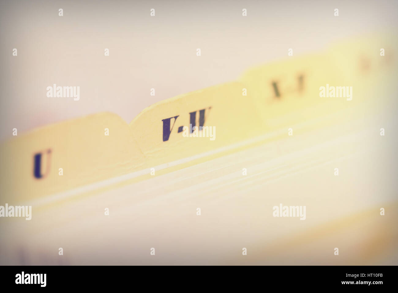 Close up of alphabetical index cards in a box Stock Photo - Alamy