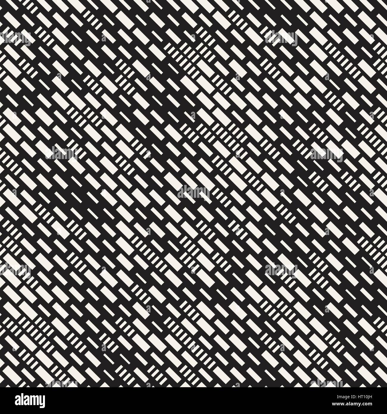 Vector Seamless Black And White Irregular Dash Rectangles Grid Pattern ...