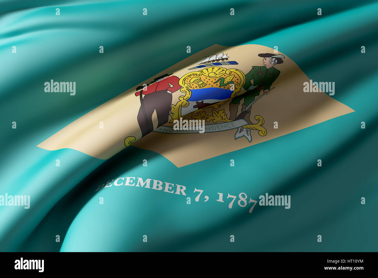 3d rendering of a Delaware State flag waving Stock Photo - Alamy