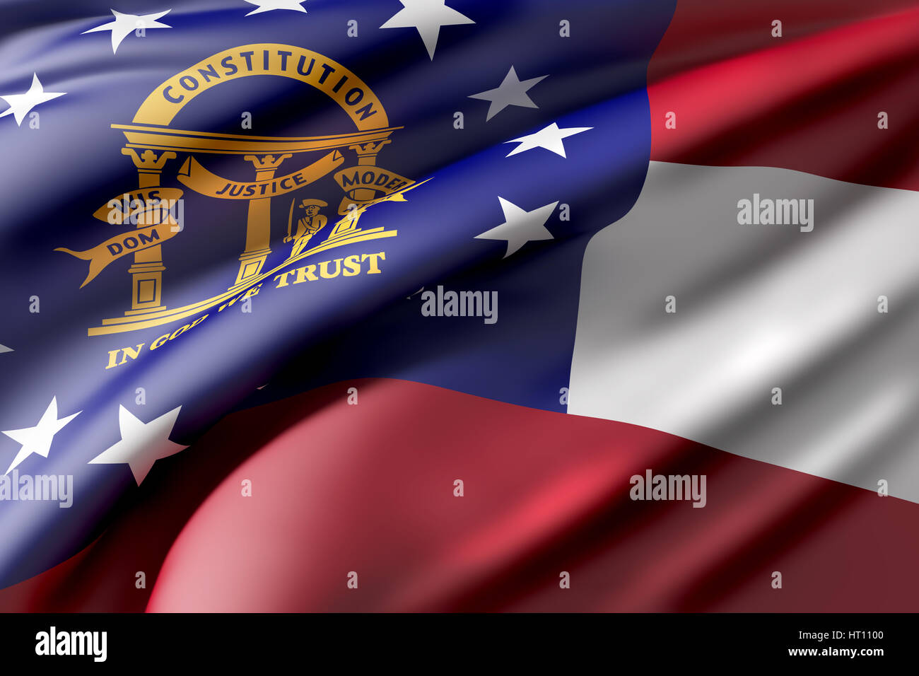 3d rendering of a Georgia State flag waving Stock Photo - Alamy