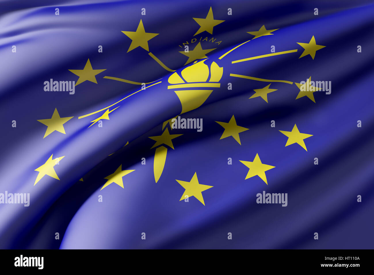 3d rendering of an Indiana State flag waving Stock Photo - Alamy