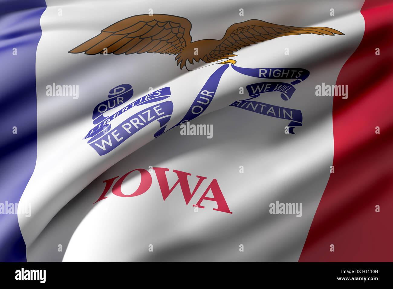 3d rendering of an Iowa State flag waving Stock Photo - Alamy
