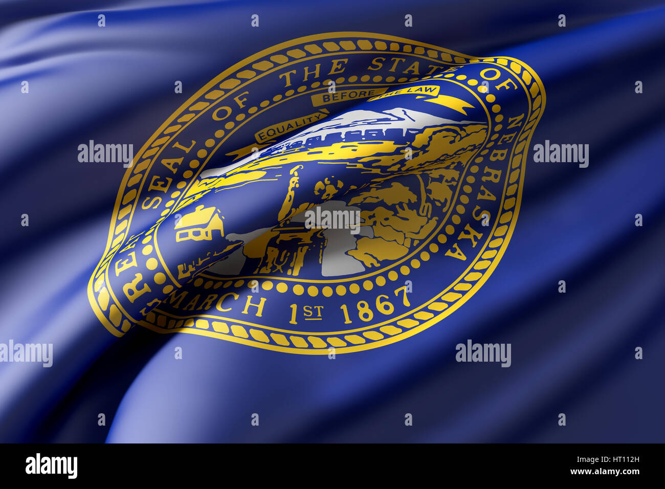 3d rendering of a Nebraska State flag waving Stock Photo - Alamy