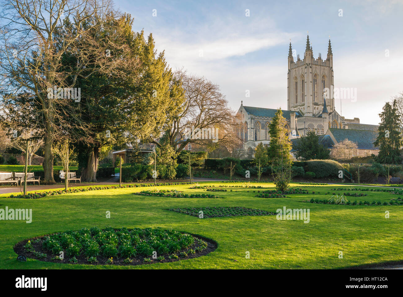 A view of the Abbey Gardens in Bury St Edmunds, Suffolk, on a spring ...