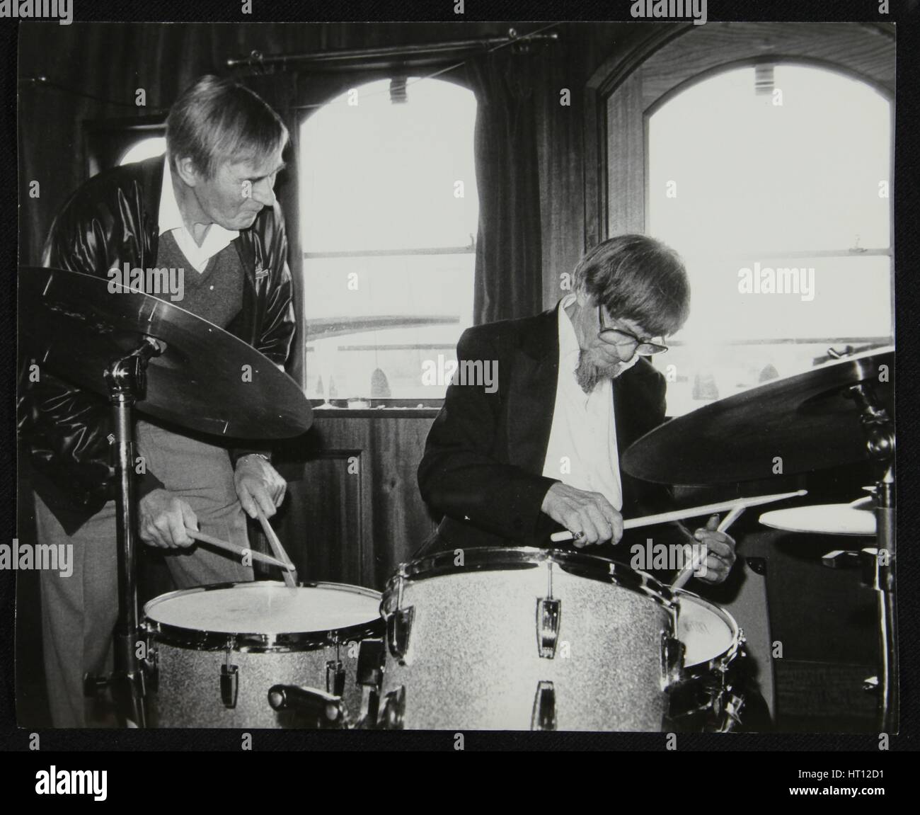 Drummers Jack Parnell and Barrett Deems, London, 1984. Artist: Denis ...
