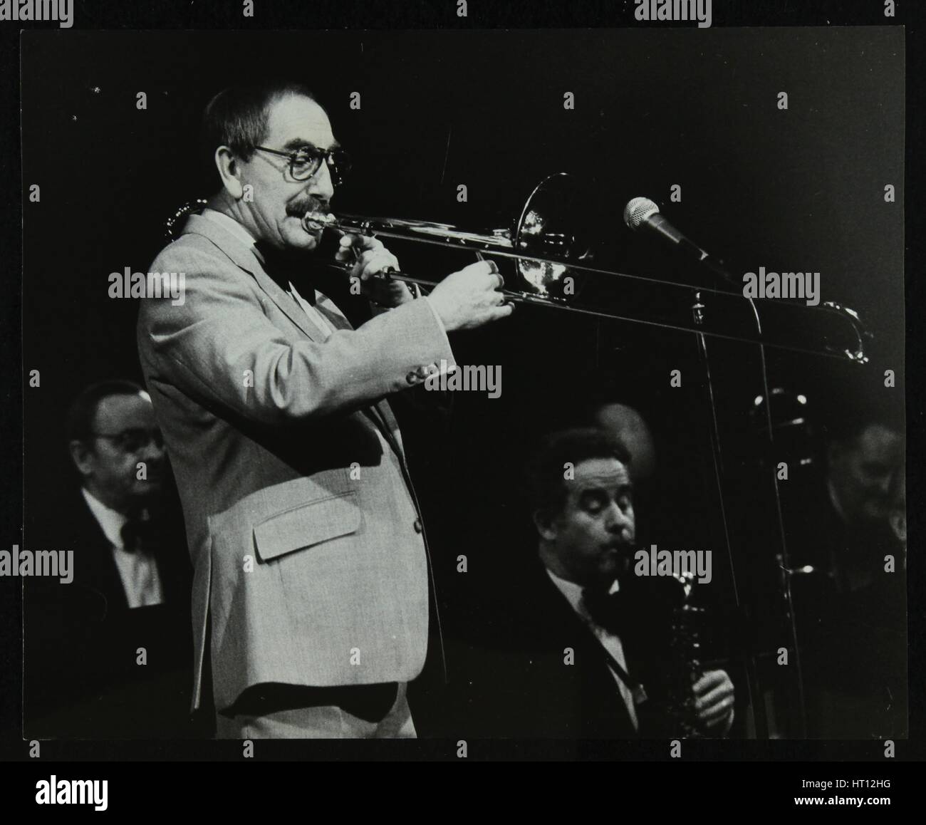 Don Lusher playing the trombone at the Forum Theatre, Hatfield ...
