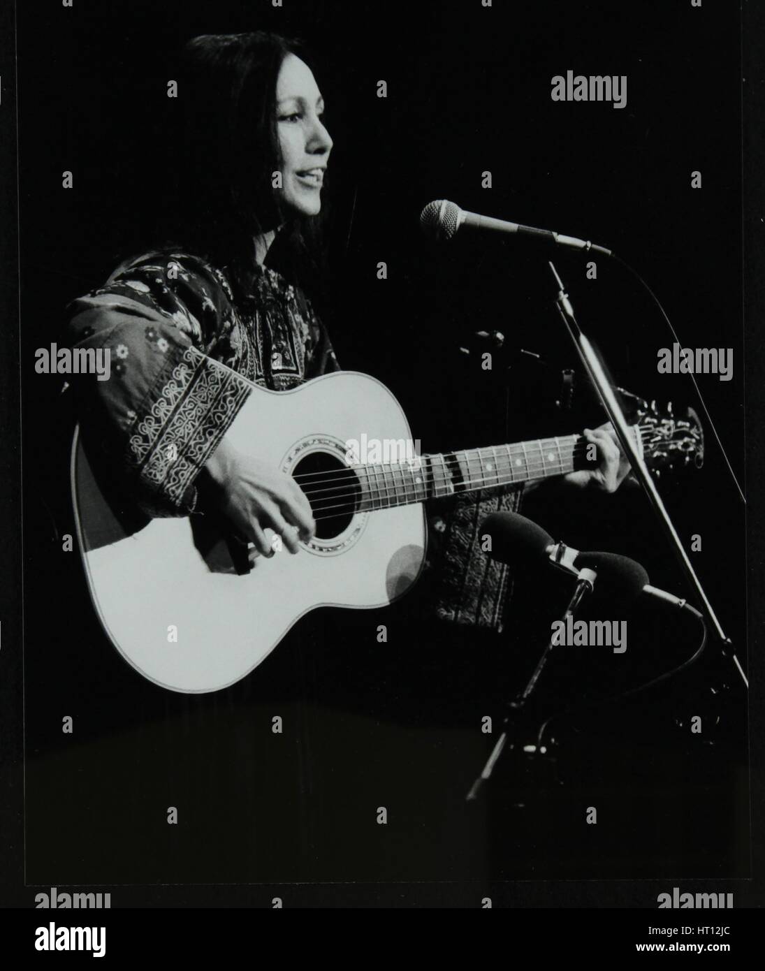 American folk musician Julie Felix performing at the Forum Theatre ...