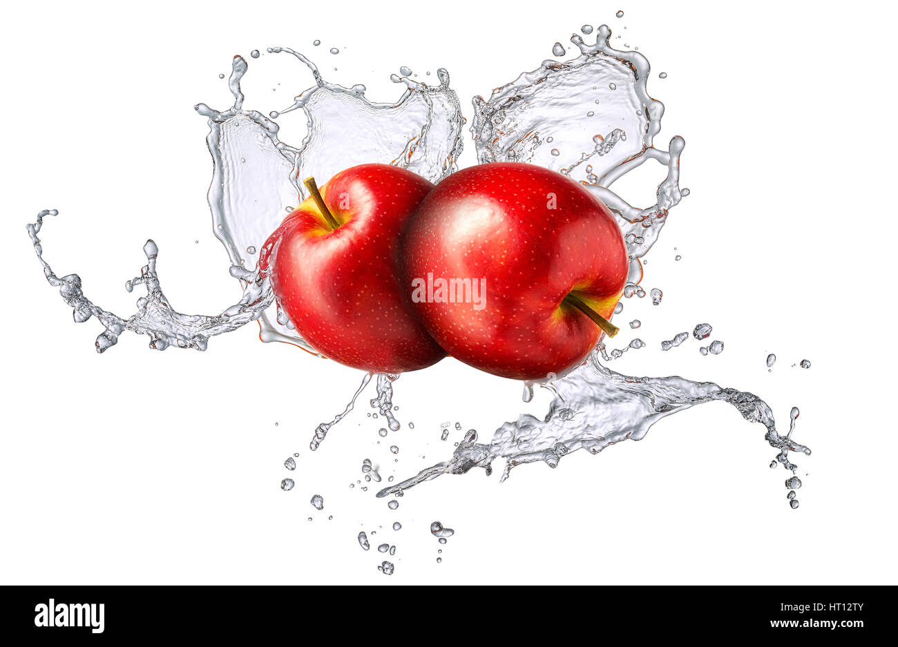 Water splash and fruits isolated on white backgroud. Fresh apple Stock ...