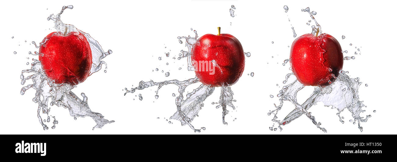 Water splash and fruits isolated on white backgroud. Fresh apple Stock ...