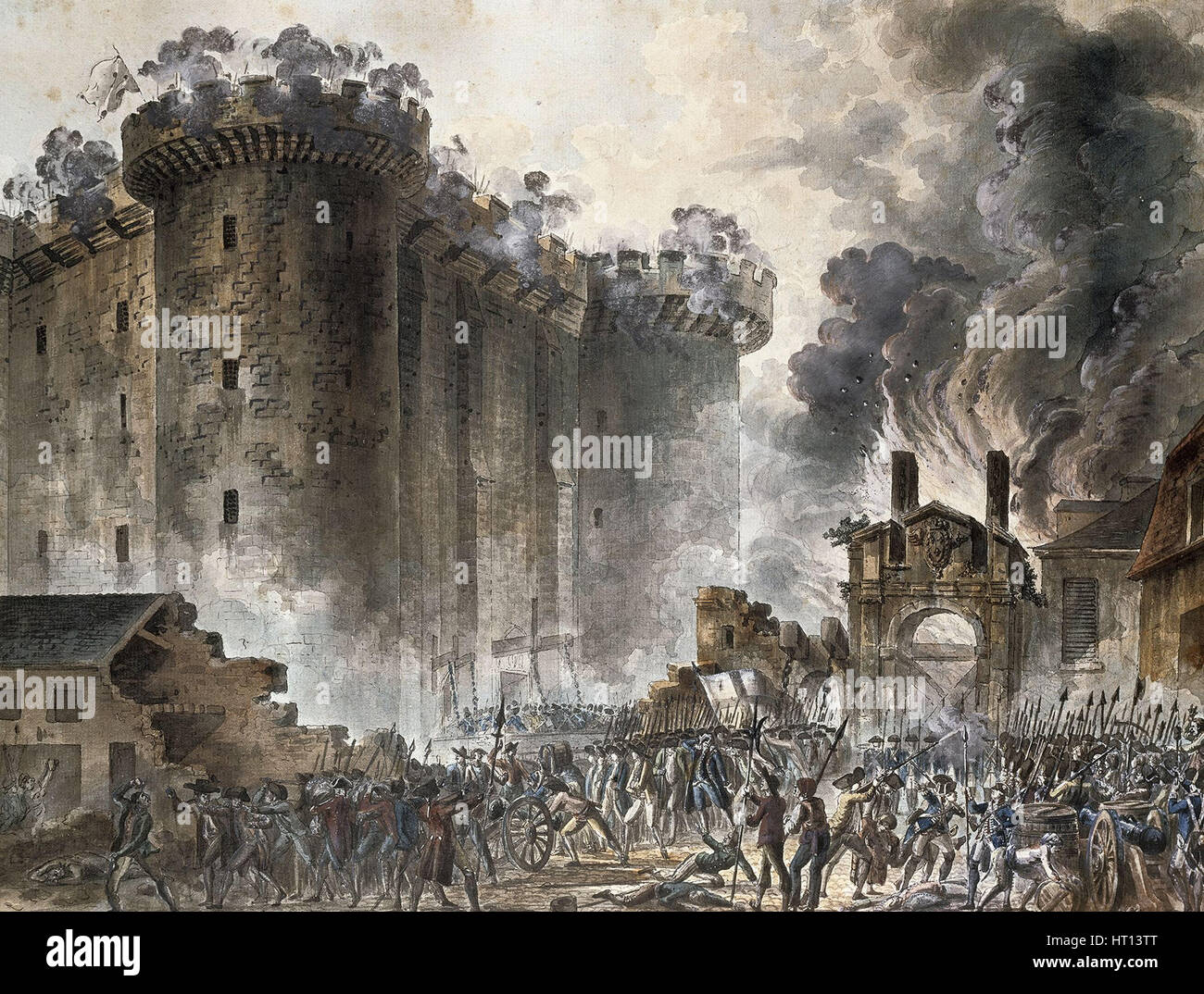 The Storming of the Bastille on 14 July 1789, c. 1789. Artist: Houel ...