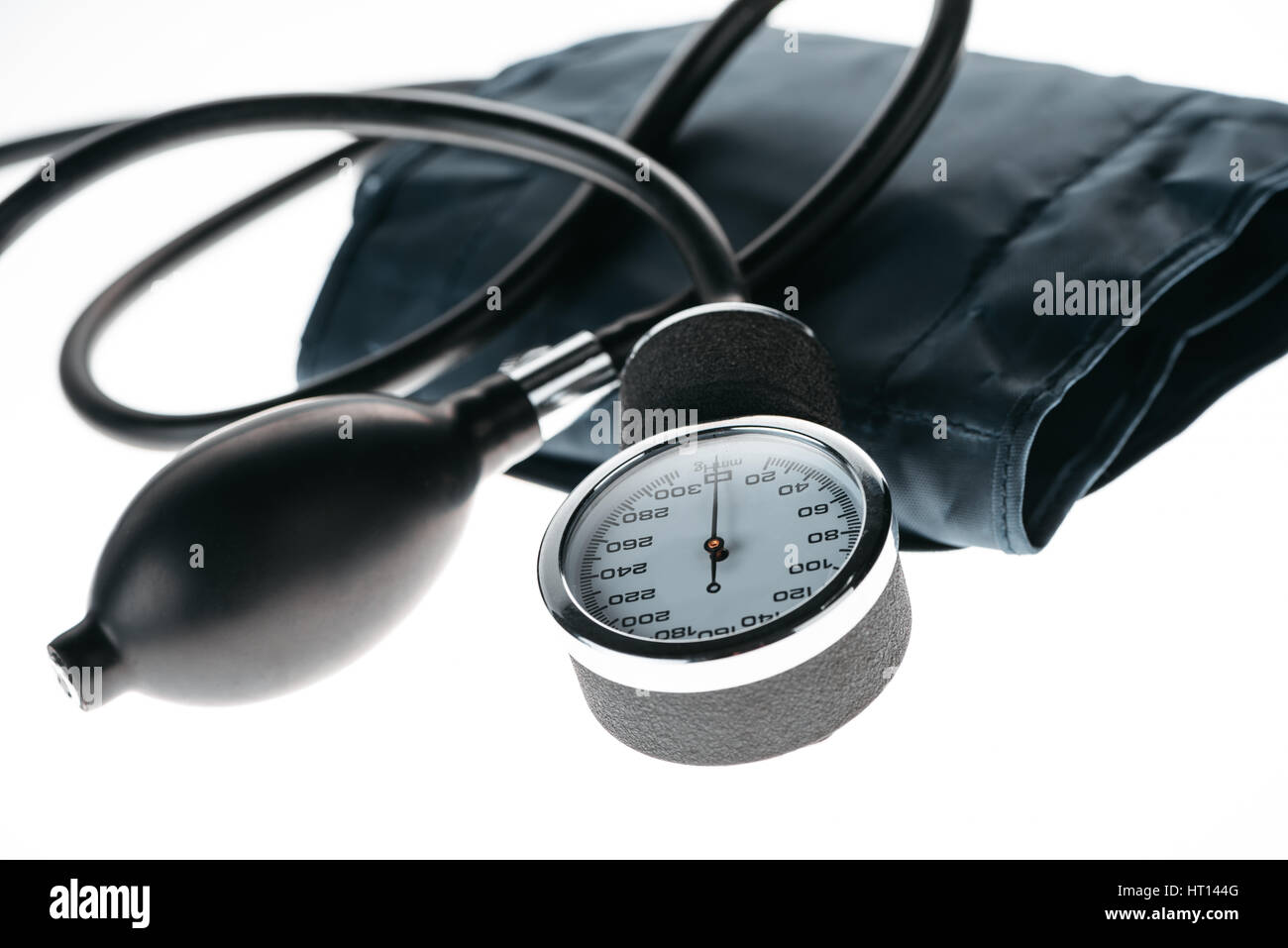 close up view of medical tonograph for measuring pressure on white ...