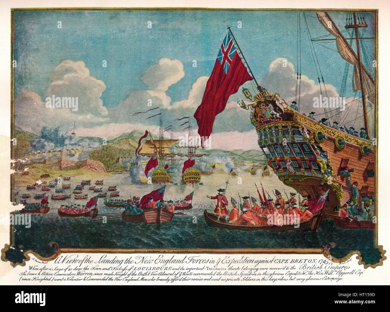 The landing of troops from New England on the island of Cape Breton to ...