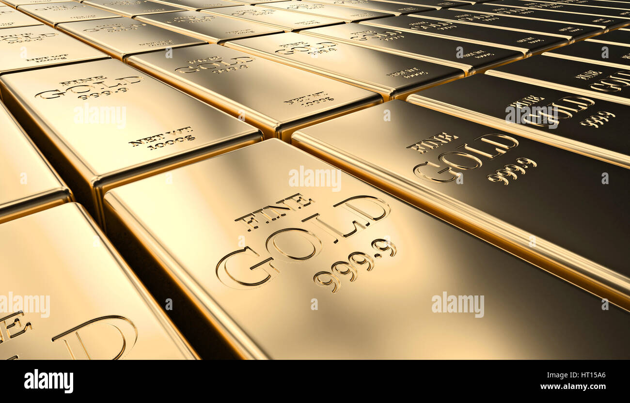 classic gold ingot 3d rendering image Stock Photo - Alamy