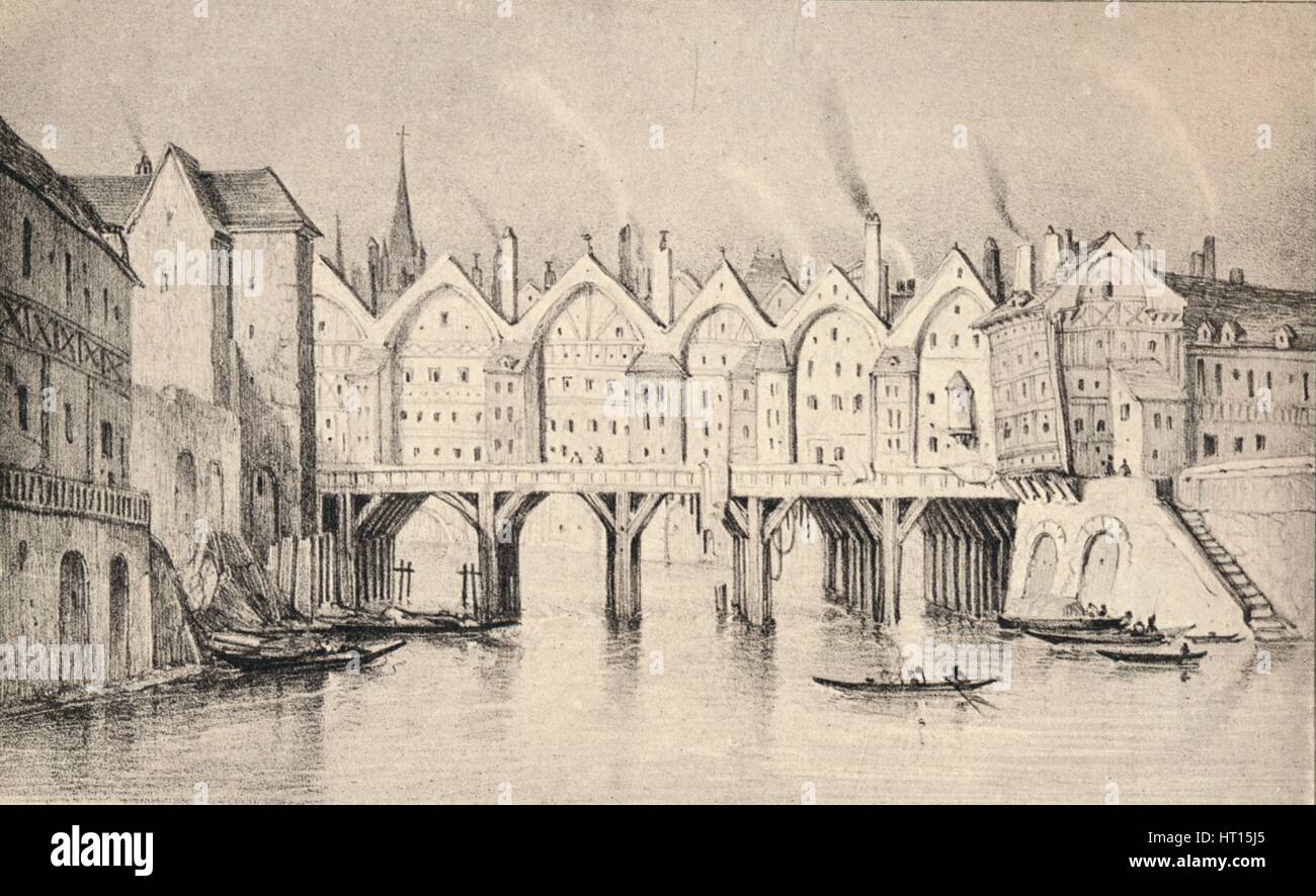 'The Pont St Michel in 1550', 1915. Artist: Unknown Stock Photo - Alamy