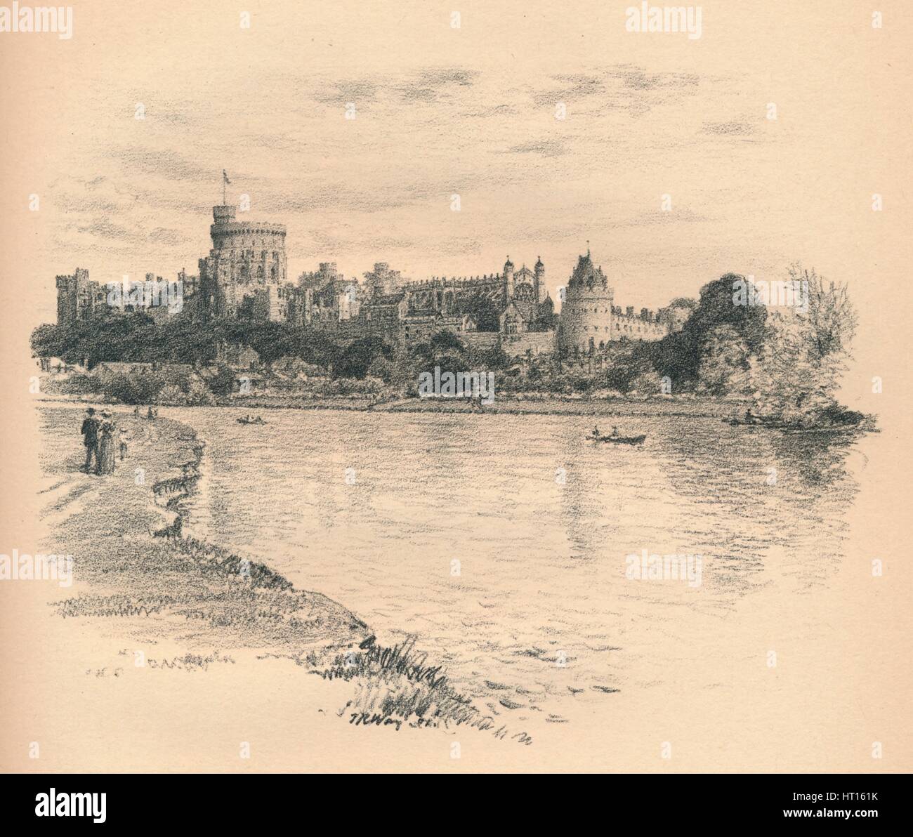 'Windsor Castle From The River', 1902. Artist: Thomas Robert Way Stock ...