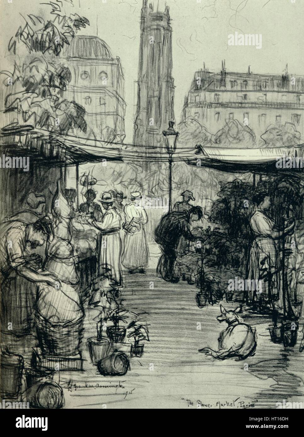 'The Flower Market', 1915. Artist: Frank Milton Armington Stock Photo ...
