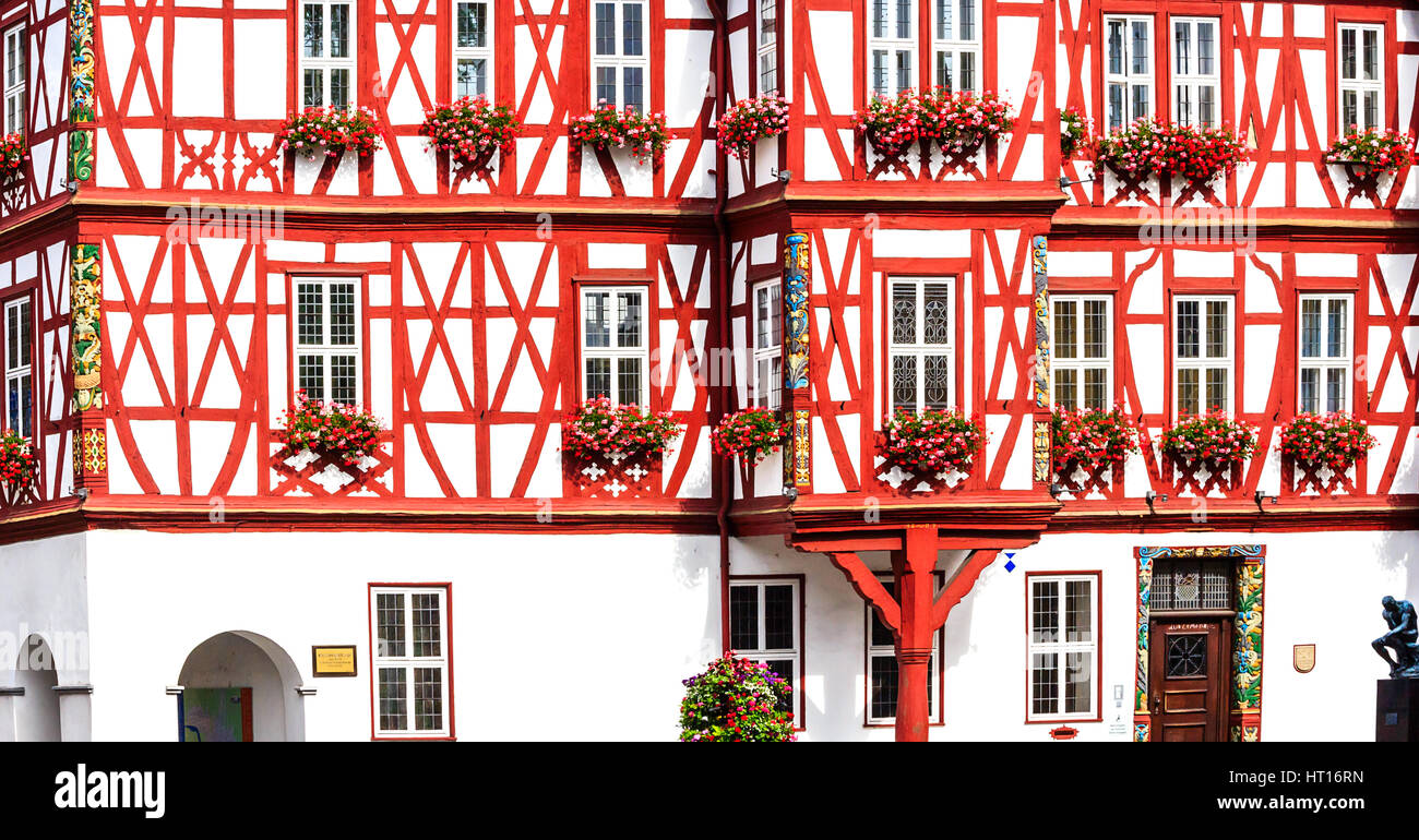 NASSAU, GERMANY-JUNE 07, 2015: Historical half-timbered building (1607 ...