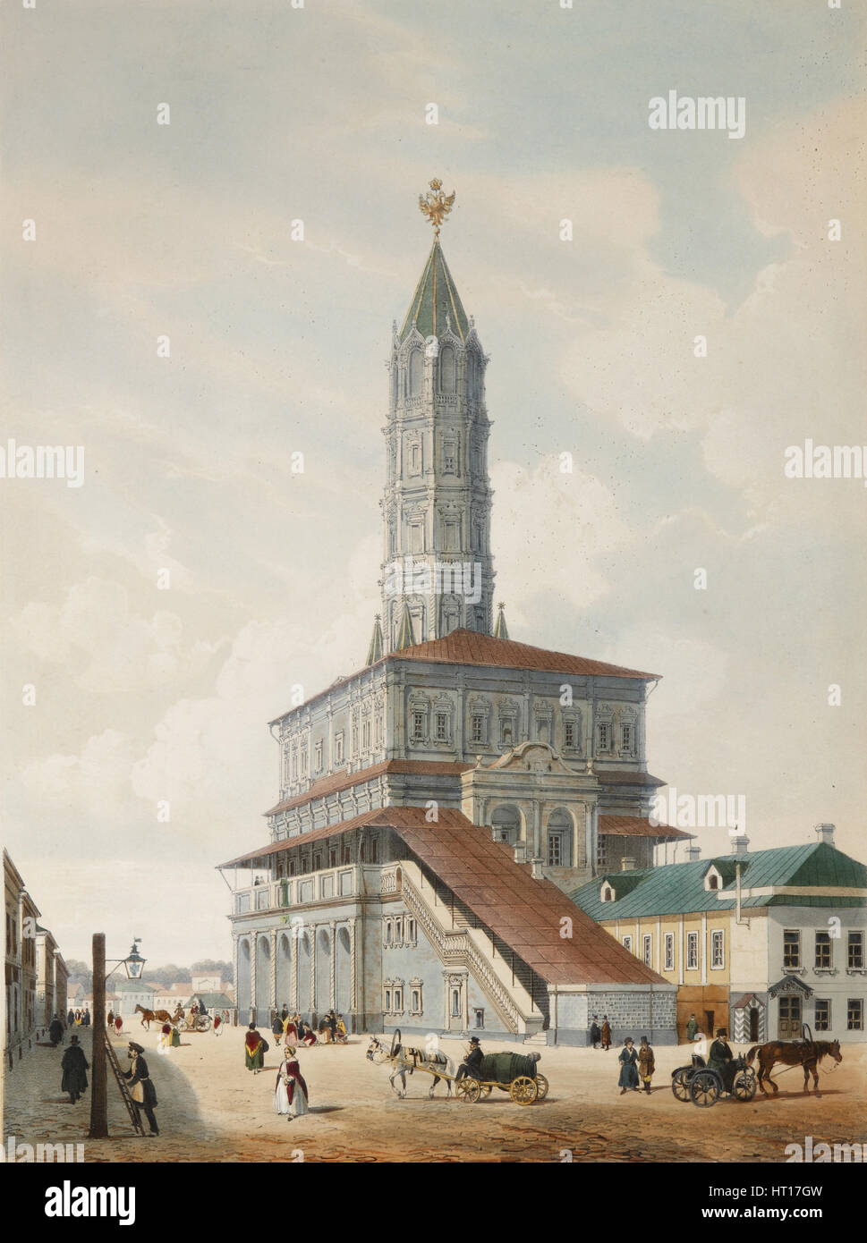 The Sukharev Tower in Moscow, 1846. Artist: Benoist, Philippe (1813 ...