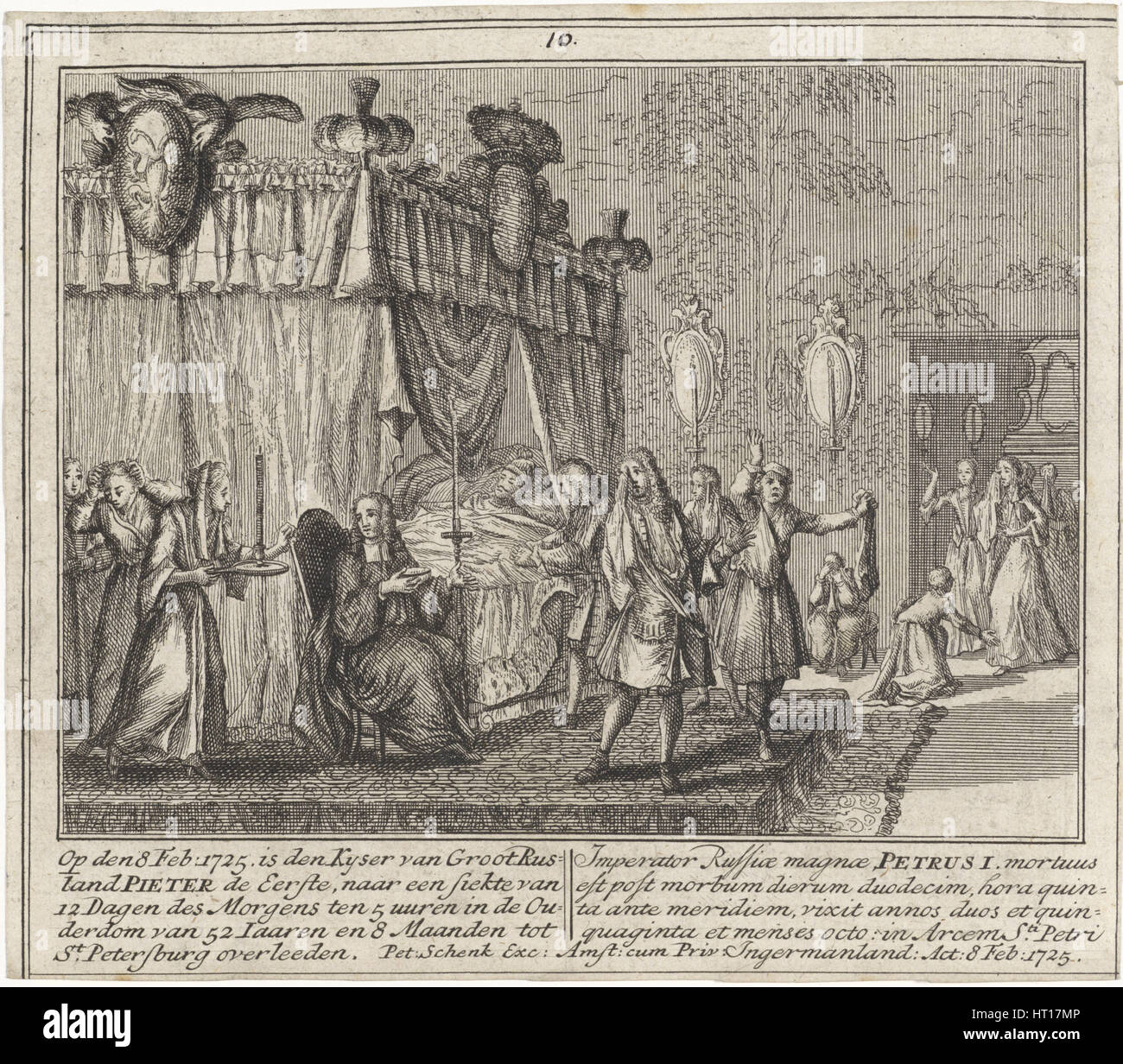 The Death of Peter the Great on 8 February 1725, 1727. Artist: Schenk ...