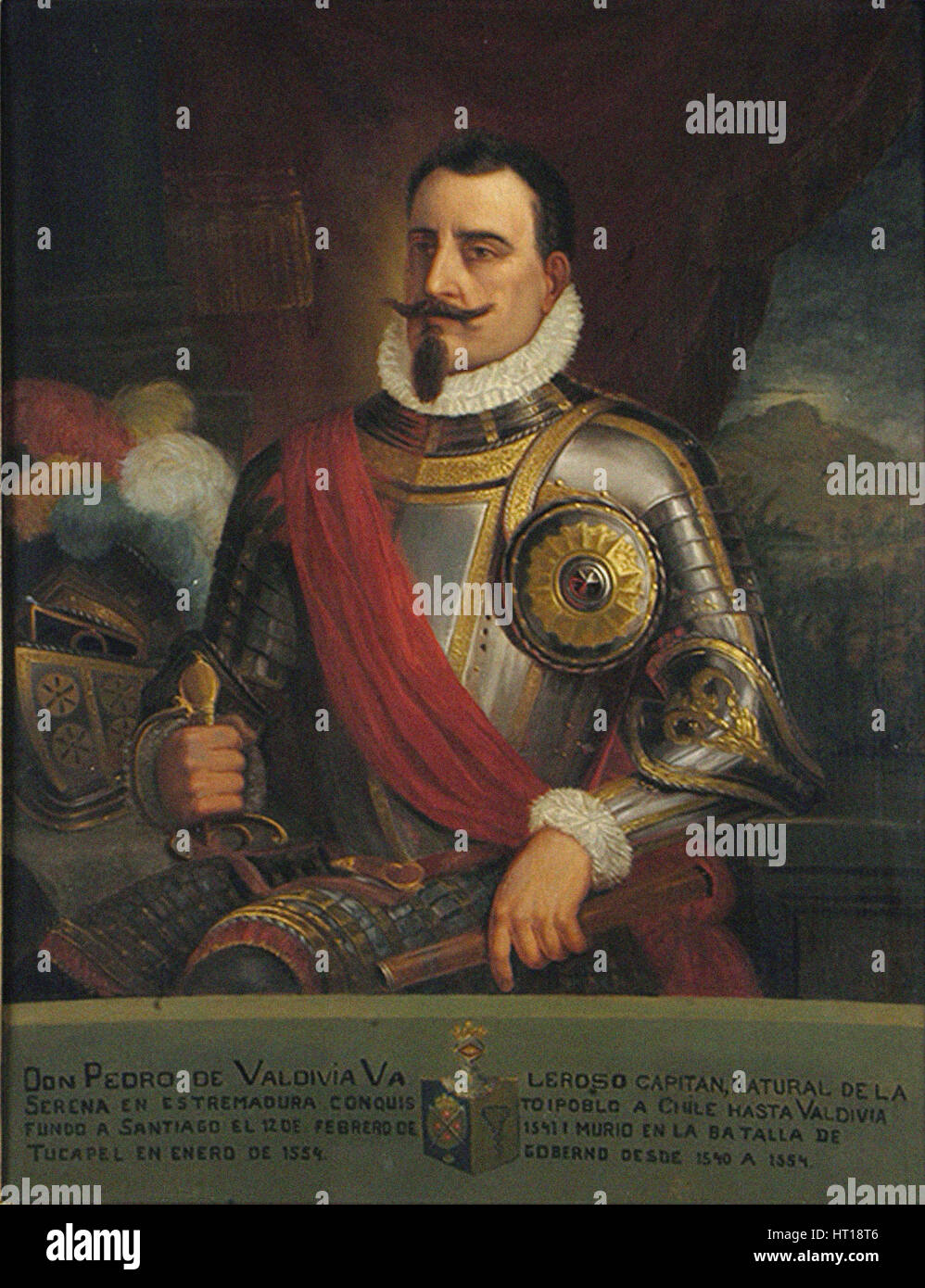 Portrait of Pedro de Valdivia, 1874. Artist: Carmona, Pedro León (1854 ...