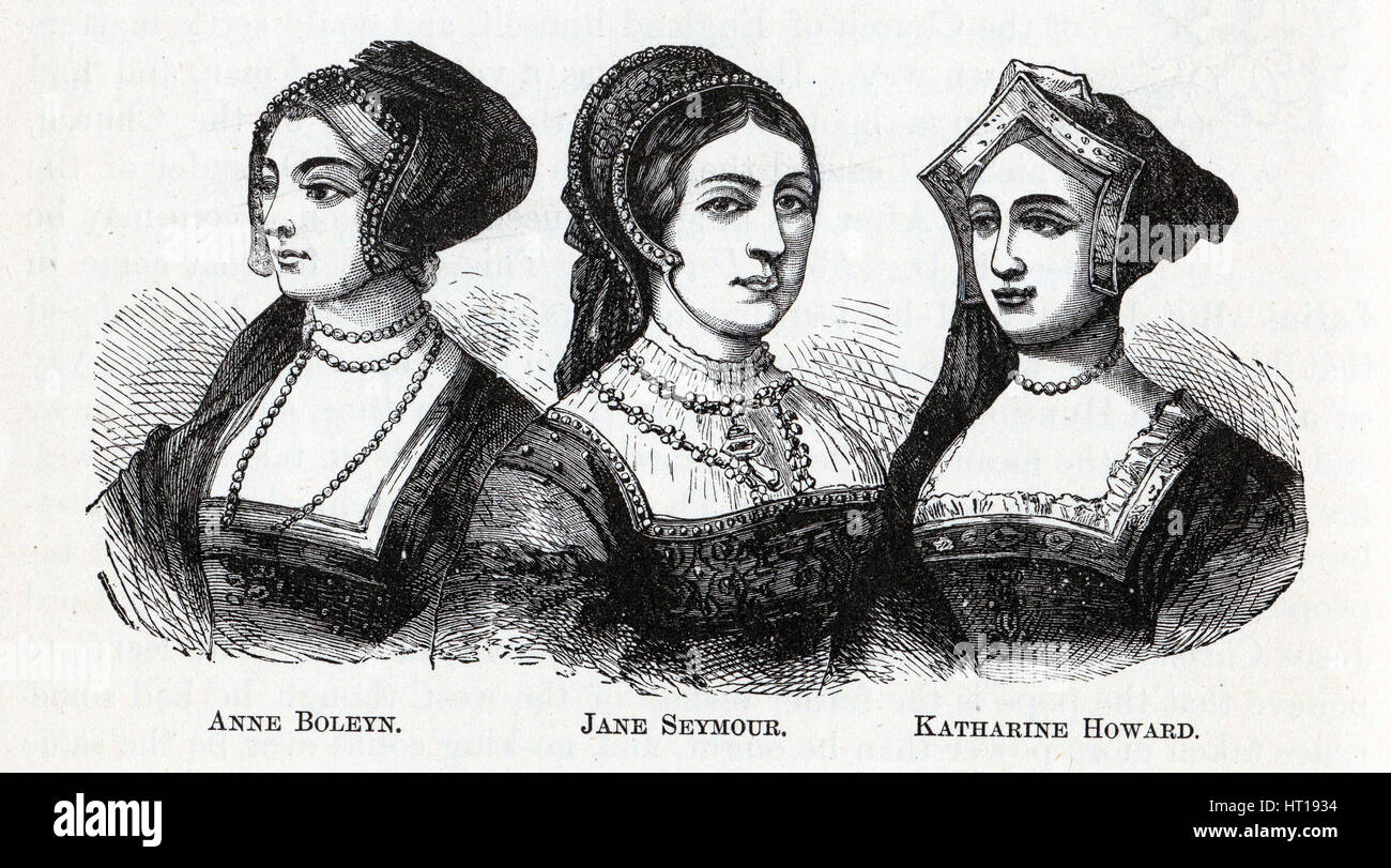 Anne Boleyn. Jane Seymour. Katharine Howard, 1882. Artist: Anonymous ...
