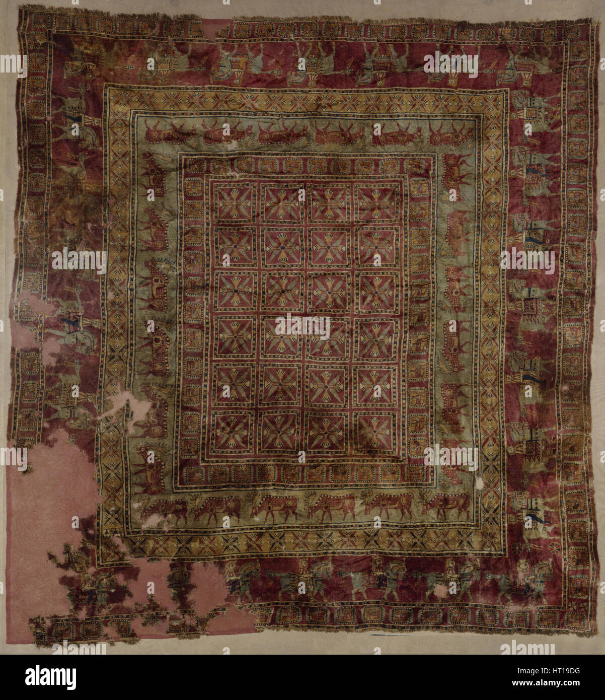 Pile Carpet, 5th-4th century BC. Artist: Ancient Altaian, Pazyryk ...