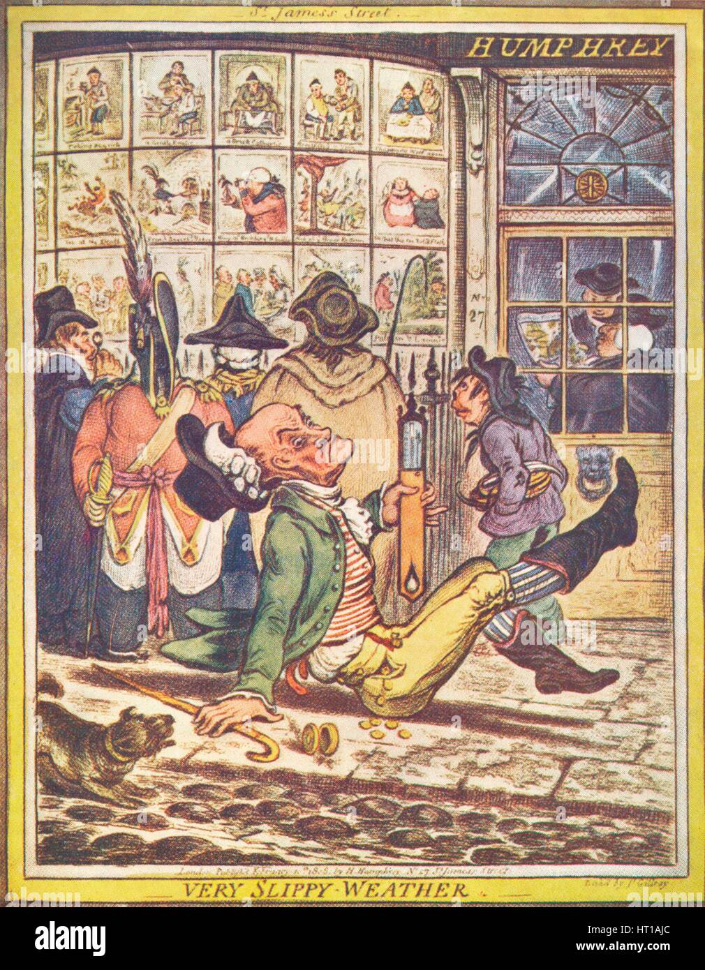 'Very Slippy Weather', 1808. Artist: James Gillray Stock Photo - Alamy